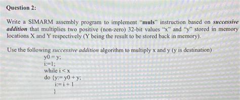 Solved Question 2 Write A Simarm Assembly Program To
