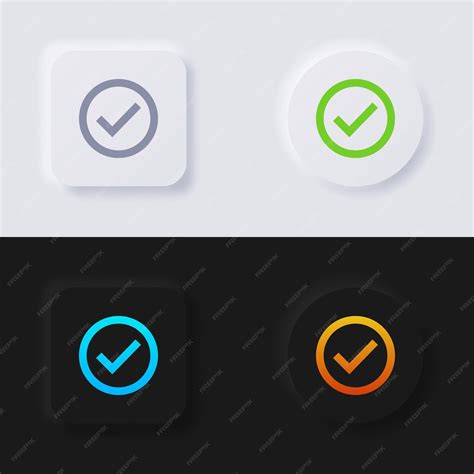 Premium Vector Check Mark Icon Set Multicolor Neumorphism Button Soft