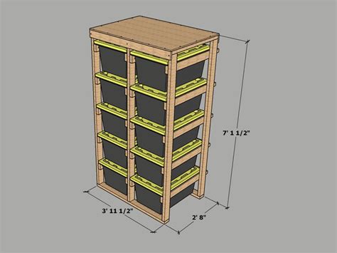 27 Gallon Tote Rack Plans Garage Storage Shelves 10 Unit Vertical