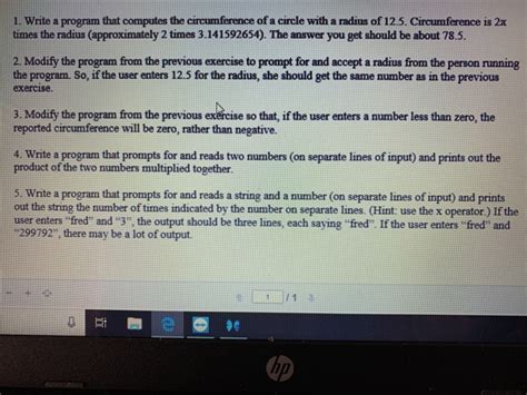 Solved Write A Program That Computes The Circumference Of Chegg Com