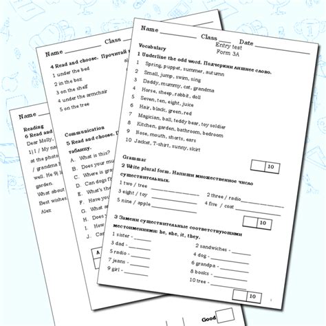 Входной тест по английскому языку 3 класс Spotlight 3 Entry Test