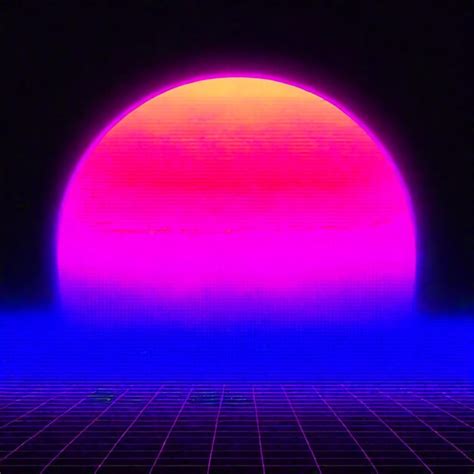 신스파 네온 레트로파 증기파 풍경 배경 프리미엄 사진