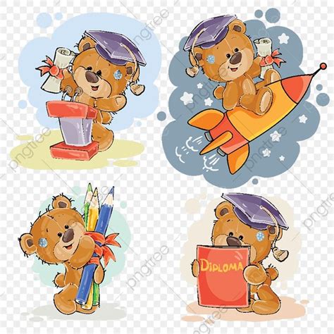 집합 곰 애기 벡터 일러스트 Png 재미있는 삽화 아동 도서 카드 제 이미지 벡터 Psd 파일 Pngtree
