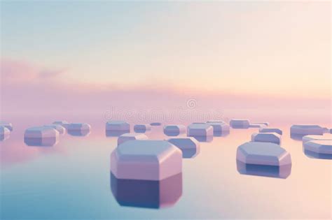 A Sleek Minimalist 3d Background With Translucent Hexagons Floating In A Gradient Pastel Sky
