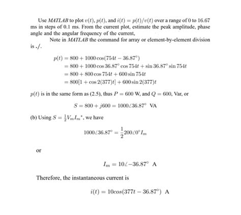 Solved Use MATLAB To Plot V T P T And I T P T V T Over Chegg