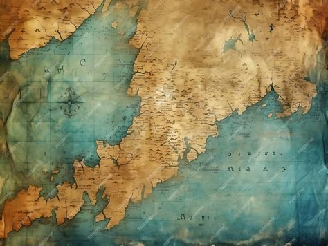 오래 된 항해 지도 배경 빈티지 오래 된 세계 지도 역사적 파란색 고대 시간 배경 프리미엄 사진