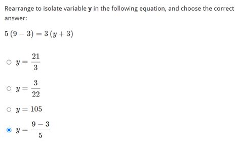 solved rearrange to isolate variable y ﻿in the following