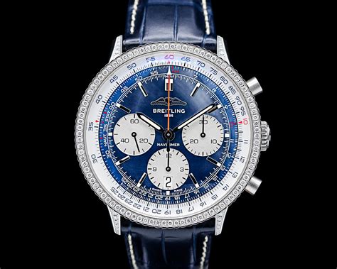 Breitling Navitimer 1 B01 Chronograph Ss Diamond Bezel Mother Of Pearl