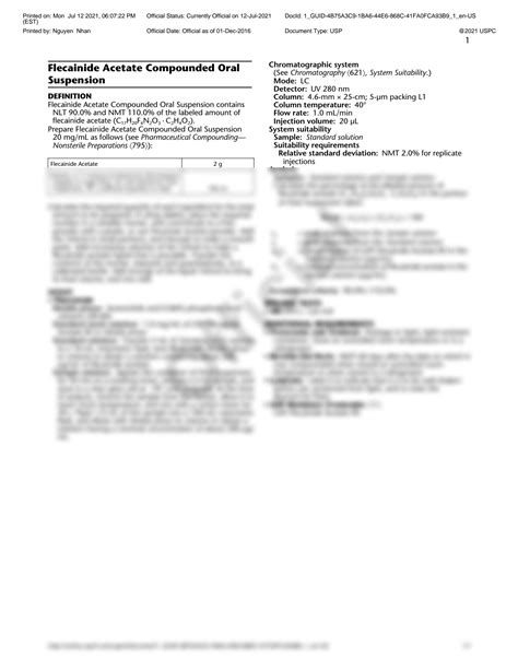 Solution Flecainide Acetate Compounded Oral Suspension Studypool