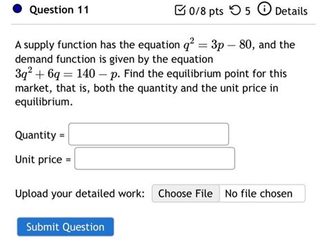 Solved A Supply Function Has The Equation Q2 3p−80 And The