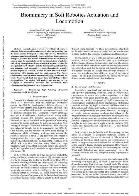 Pdf Biomimicry In Soft Robotics Actuation And Locomotion