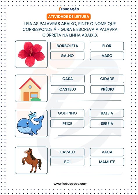 Atividades De Leitura Para Alfabetização Com Pdf Gratuito