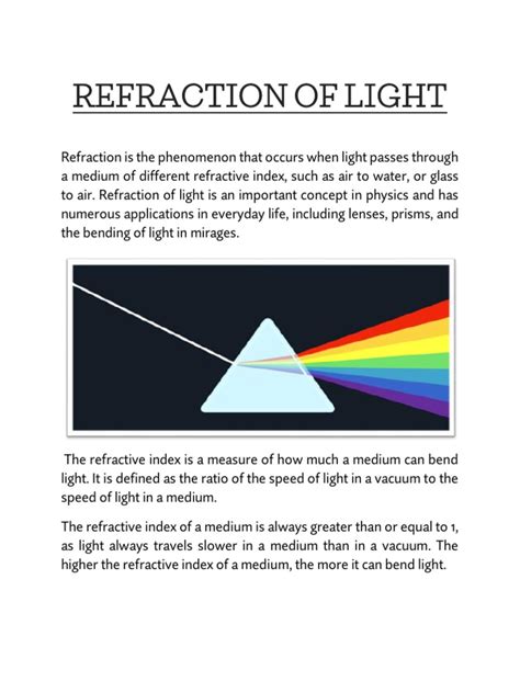 Refraction 1 Pdf Refraction Refractive Index