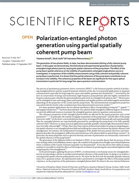 Pdf Polarization Entangled Photon Generation Using Partial Spatially