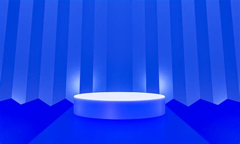 복사 공간 3d 렌더링 추상적 배경 디자인과 미니멀리즘 스타일로 프리젠 테이션을 조롱하기위한 파란색 포디움장면 0명에 대한 스톡 사진 및 기타 이미지 Istock