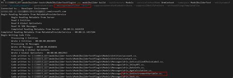 pac modelbuilder generateactions and messagenamesfilter