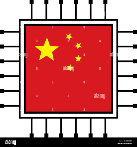 Vector Illustration Set Of Ai Microchips Cpu Processor Icons With Flag