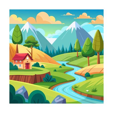 Cartoon Countryside Valley Stock Illustrations 6350 Cartoon