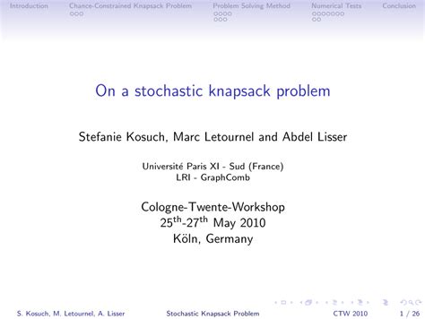 Pdf On A Stochastic Knapsack Problem