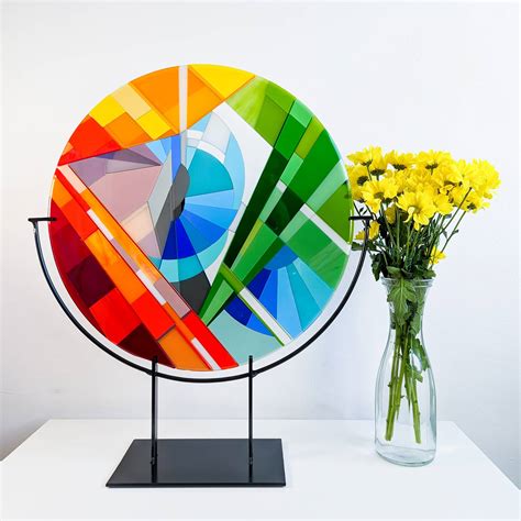 Stairs Large Round Fused Glass Art Roundel Glass Art By Linda