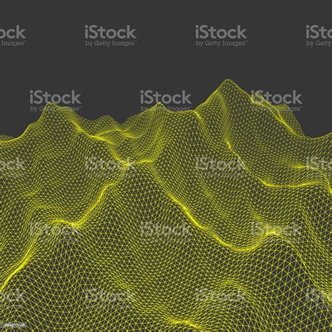 추상적인 벡터 풍경 배경입니다 사이버 공간 격자입니다 3d 기술 벡터 일러스트입니다 0명에 대한 스톡 벡터 아트 및 기타 이미지 0명 3차원 형태 격자 파이 Istock