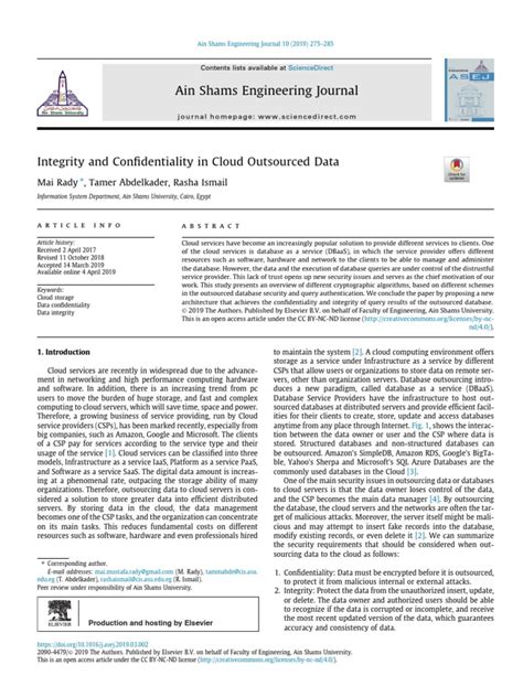 Integrity And Confidentiality In Cloud Outsourced Data Pdf