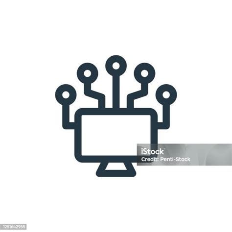 컴퓨터 벡터 아이콘입니다 컴퓨터 편집 가능한 스트로크 웹 및 모바일 앱 로고 인쇄 매체에 사용하기 위한 컴퓨터 선형 기호입니다 얇은 선 그림 벡터 격리 된 윤곽선 도면입니다