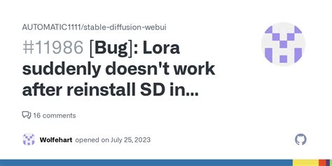 Bug Lora Suddenly Doesnt Work After Reinstall Sd In Another Drive
