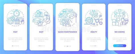 Advantages Of No Code Blue Gradient Onboarding Mobile App Screen Stock