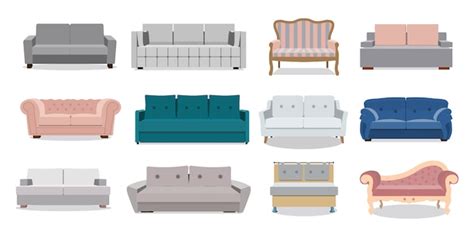 고립 된 소파 세트 프리미엄 벡터