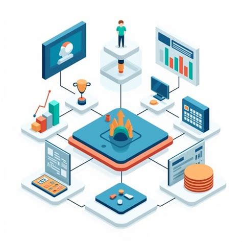 Free Integrated Business Ecosystem Image Isometric Business Diagram