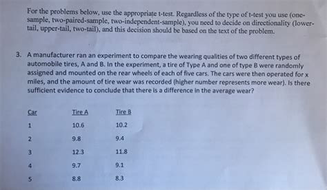 Solved For The Problems Below Use The Appropriate T Test