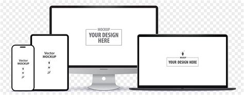 데스크탑 컴퓨터 모니터 태블릿 Pc 휴대 전화 및 노트북 컴퓨터 모형 투명 배경에 디지털 장치 화면 벡터 그림 템플릿입니다 그래픽 타블렛에 대한 스톡 벡터 아트 및 기타