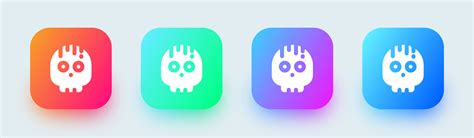 Skull Solid Icon In Square Gradient Colors Skeleton Signs Vector