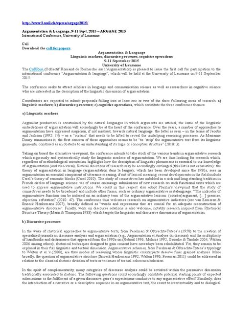 9 11 09 15 Argumentation And Language Lausanne Pdf Argumentation Theory Rhetoric