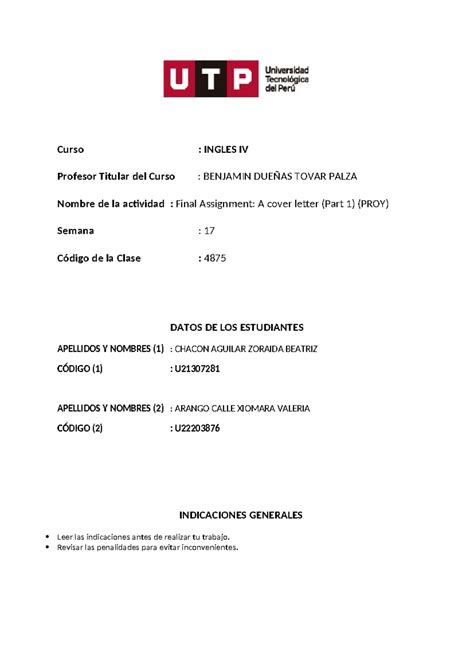 Ac S Week Final Assignment A Cover Letter Part Proy