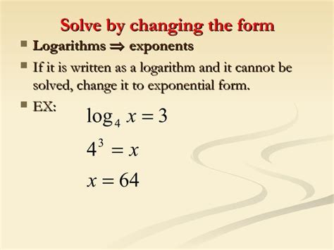 Logarithms And Exponents Solve Equations Ppt
