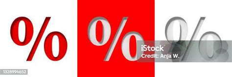 기호 비율 아이콘 금리 기호 빨간색과 흰색 색상 스텐실은 고해상도3d 렌더링 그래픽 그림을 잘라 3차원 형태에 대한 스톡 사진 및 기타 이미지 Istock
