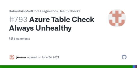 Azure Table Check Always Unhealthy · Issue 793 · Xabarilaspnetcorediagnosticshealthchecks