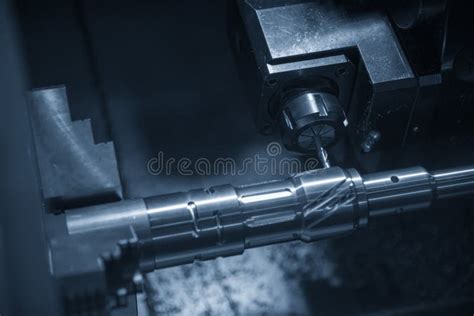 The CNC Turning Or Lathe Machine Cutting Groove Stock Image Image Of Factory Automation