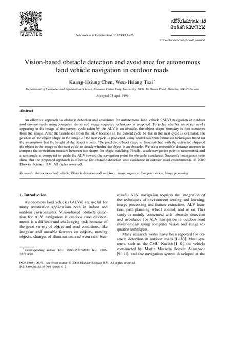 Pdf Vision Based Obstacle Detection And Avoidance For The Cwru Cutter Autonomous Lawnmower