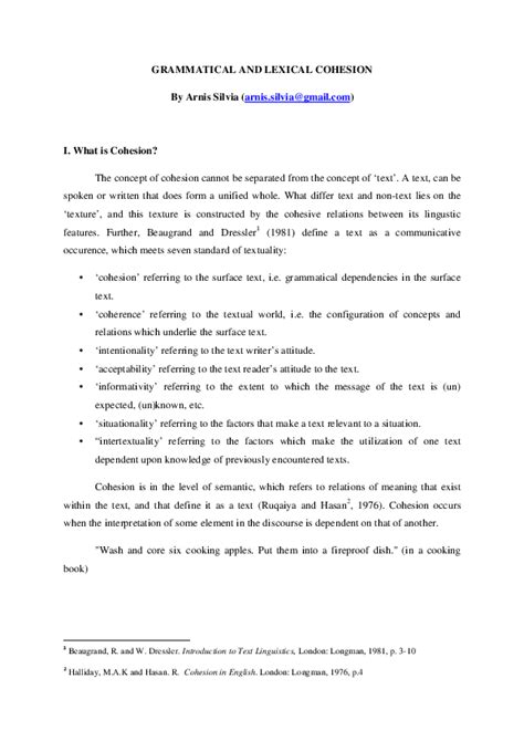 Pdf Grammatical And Lexical Cohesion
