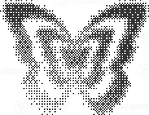 Bitmap Pattern Abstract Butterfly Shape Halftone Gradient Element Graphic Abstract Icon