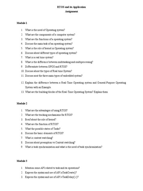 Rtos Assignment Module Wise Pdf Scheduling Computing Operating System