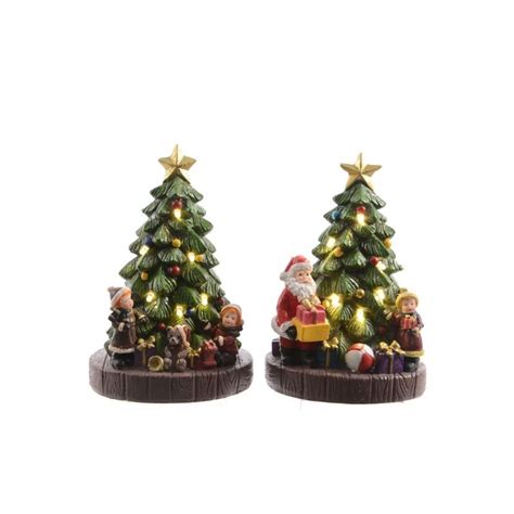 Χριστουγεννιάτικο επιτραπέζιο διακοσμητικό Χιονισμένο δέντρο με φωτισμό Led σε 2 σχέδια 1 τεμ