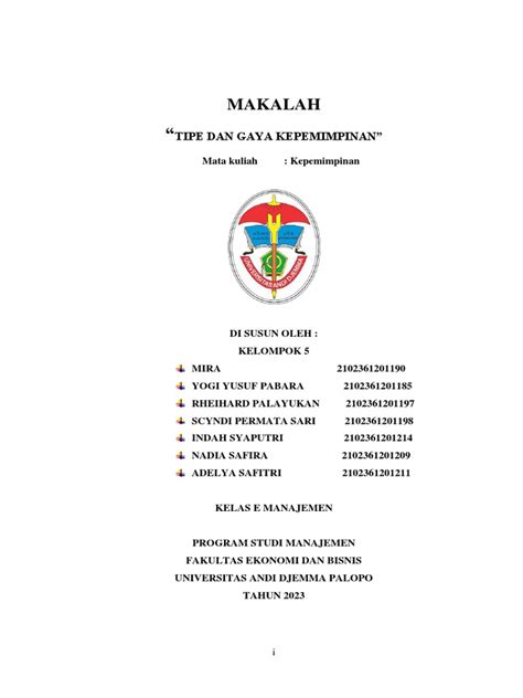 Tipe Dan Gaya Kepemimpinan Pdf