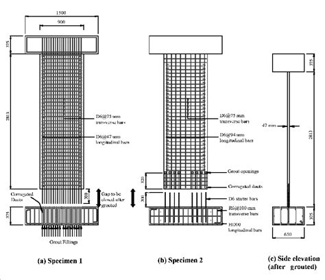 Reinforcement Layout For Specimens 1 And 2 Download Scientific Diagram