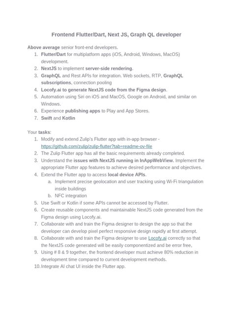 Frontend Flutter Dart Next Js Graphql Developer Pdf Mobile App Ios