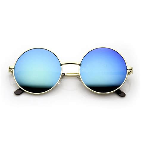 Retro Hippie Round Flash Mirror Lens Metal Sunglasses 9636 Round