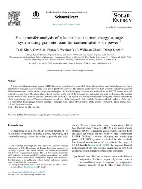 Pdf Heat Transfer Analysis Of A Latent Heat Thermal Energy Storage